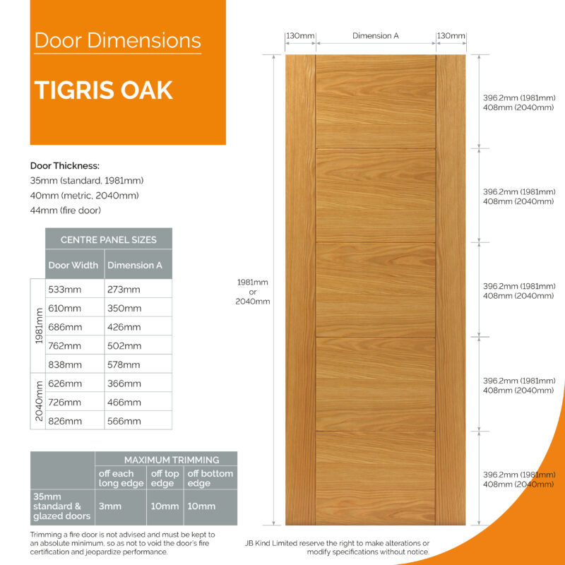 JB Kind Internal Oak Tigris Pre-Finished Door – MODA Doors